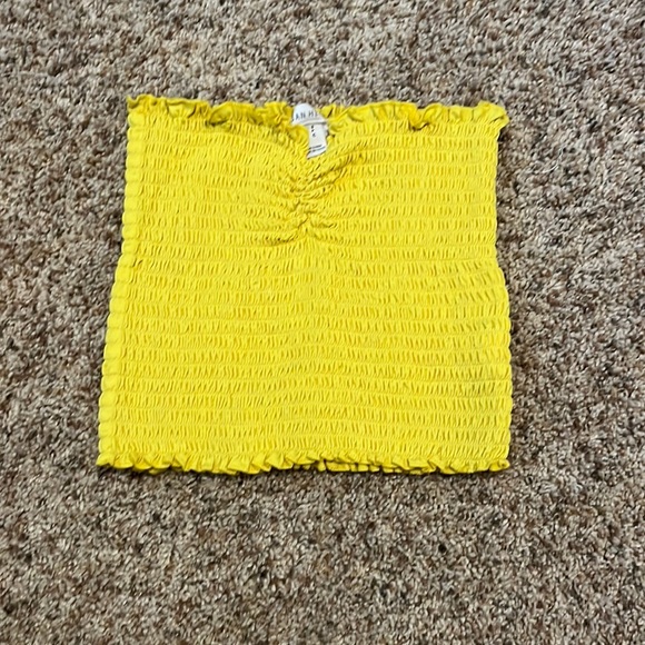 Tops | Yellow Ruffled Tube Top | Poshmark